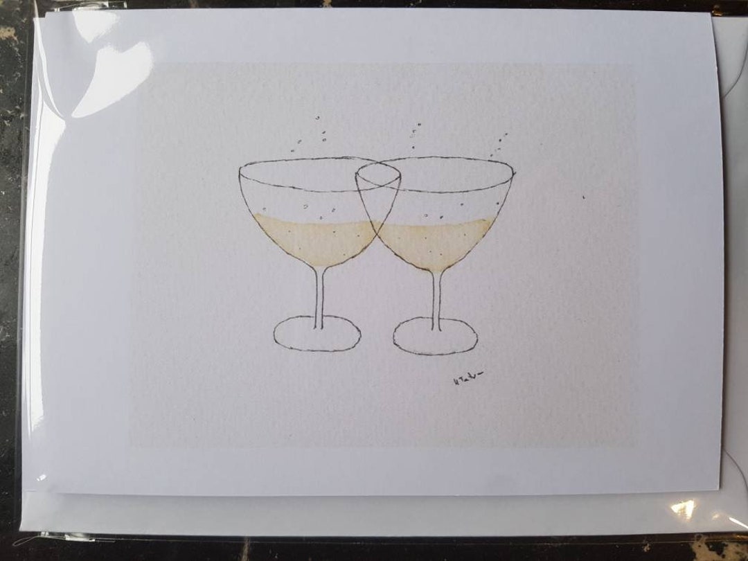 Champagne Glasses Card Handmade and Printed From My Original ...