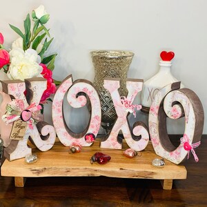Valentine Hugs & Kisses Wood Letter Shelf Sitter Sign; Valentine's Day ...