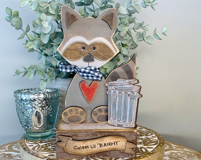 Wood Raccoon "cutest Lil Bandit" Funny Sign, Woodland Critter Home ...