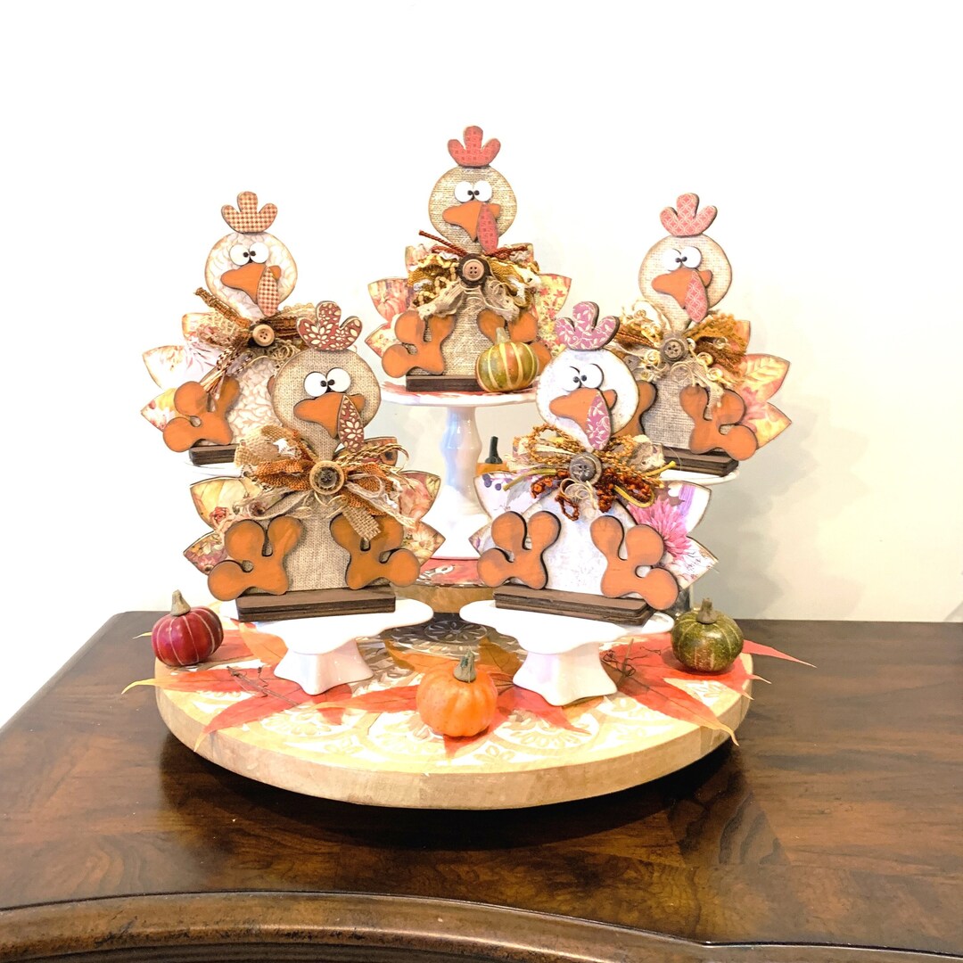 Holiday Wood Turkey Shelf Sitter, Primitive, Whimsical Wood Turkey ...