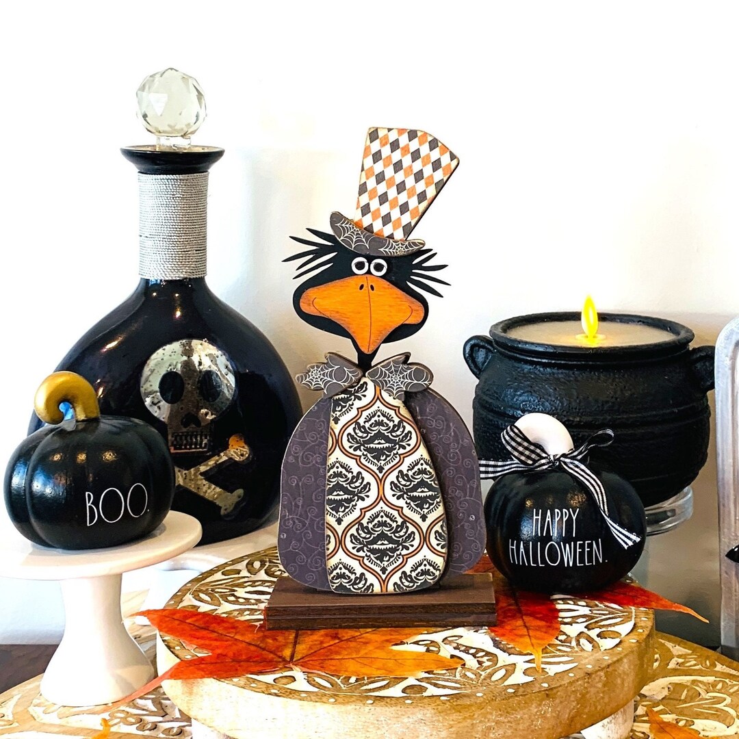 RTS, Wood Halloween Crow Decor Farmhouse Decor Fall, Autumn Decor ...