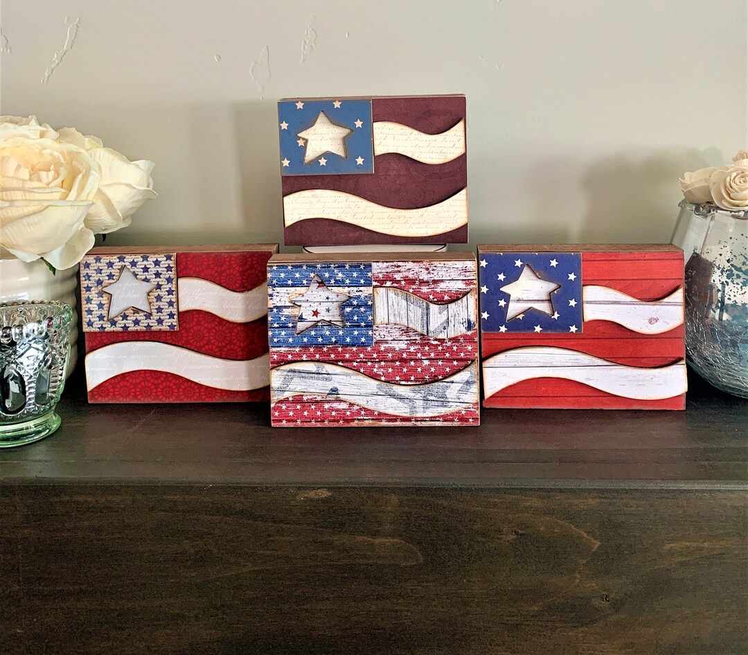 RTS, Farmhouse Wooden American Flag Americana Decor, 4th July Decor ...