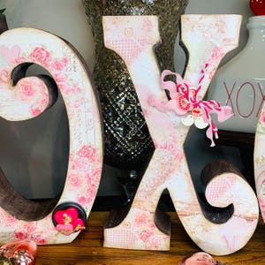 Valentine Hugs & Kisses Wood Letter Shelf Sitter Sign; Valentine's Day ...