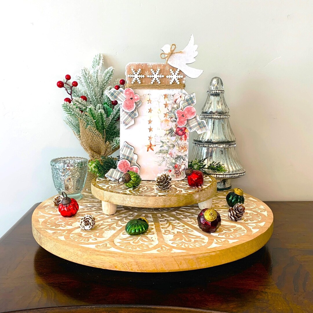 Handcrafted Mason Jar With Dove & Holly Berries Accent, Holiday Season ...