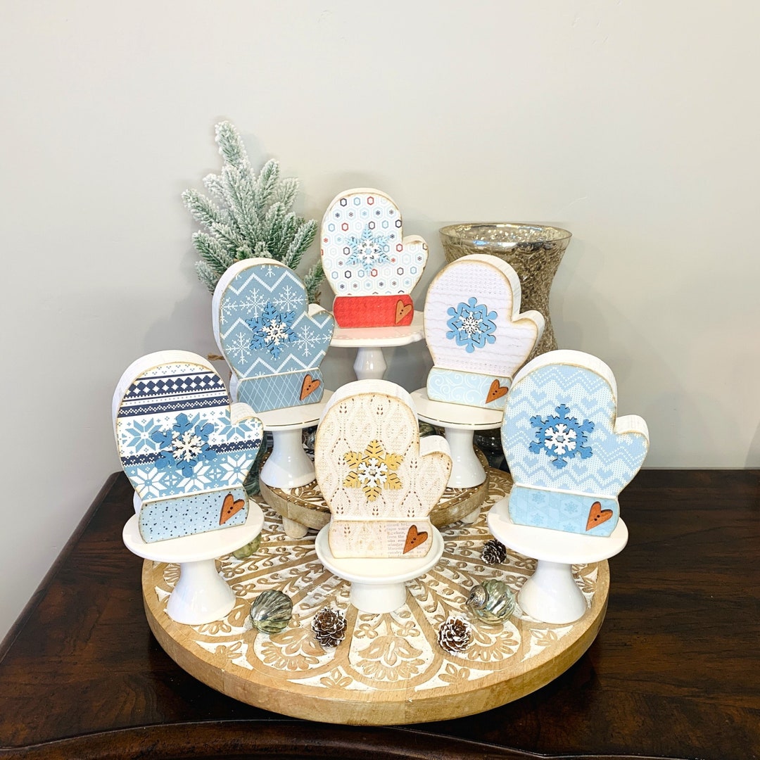 RTS, NEW Wood Winter Mitten Christmas Farmhouse Decor Christmas Tiered ...