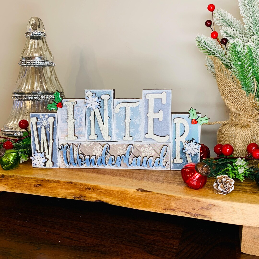 Handcrafted "winter Wonderland" Wood Block Letter Sign, Holiday Season ...