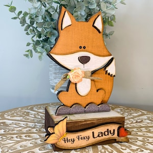 Cute Fox & "hey Foxy Lady" Wood Block Sign, Cabin Wildlife Critter ...
