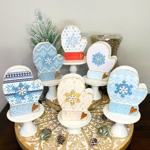 RTS, NEW Wood Winter Mitten Christmas Farmhouse Decor Christmas Tiered ...
