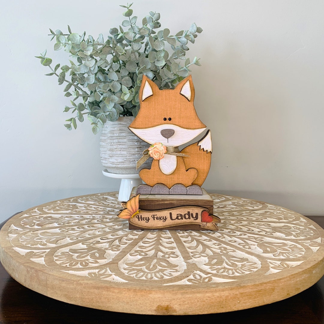 Cute Fox & "hey Foxy Lady" Wood Block Sign, Cabin Wildlife Critter ...