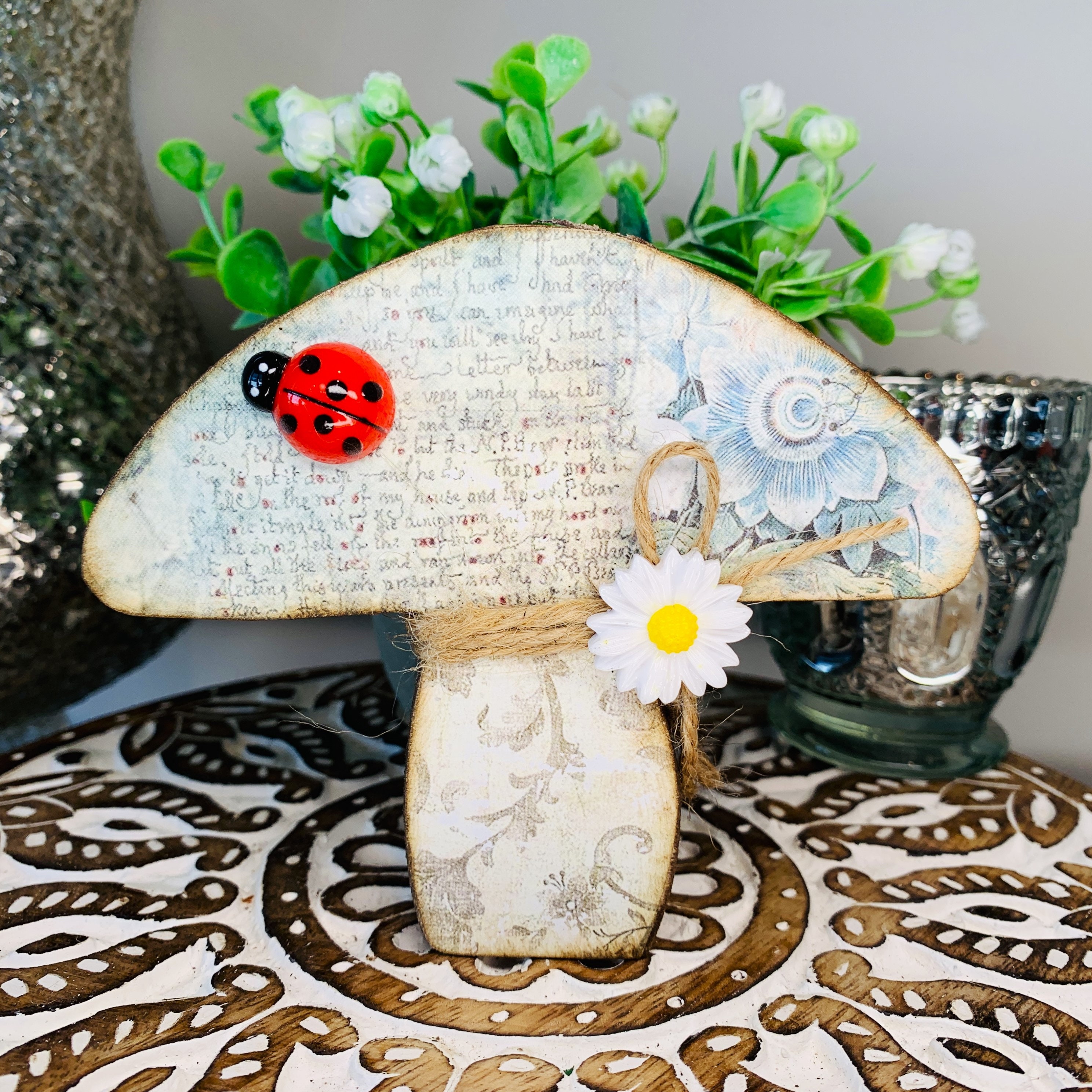 Enchanted Forest Mushroom Decoration, Whimsical Mushroom Wood Shelf ...