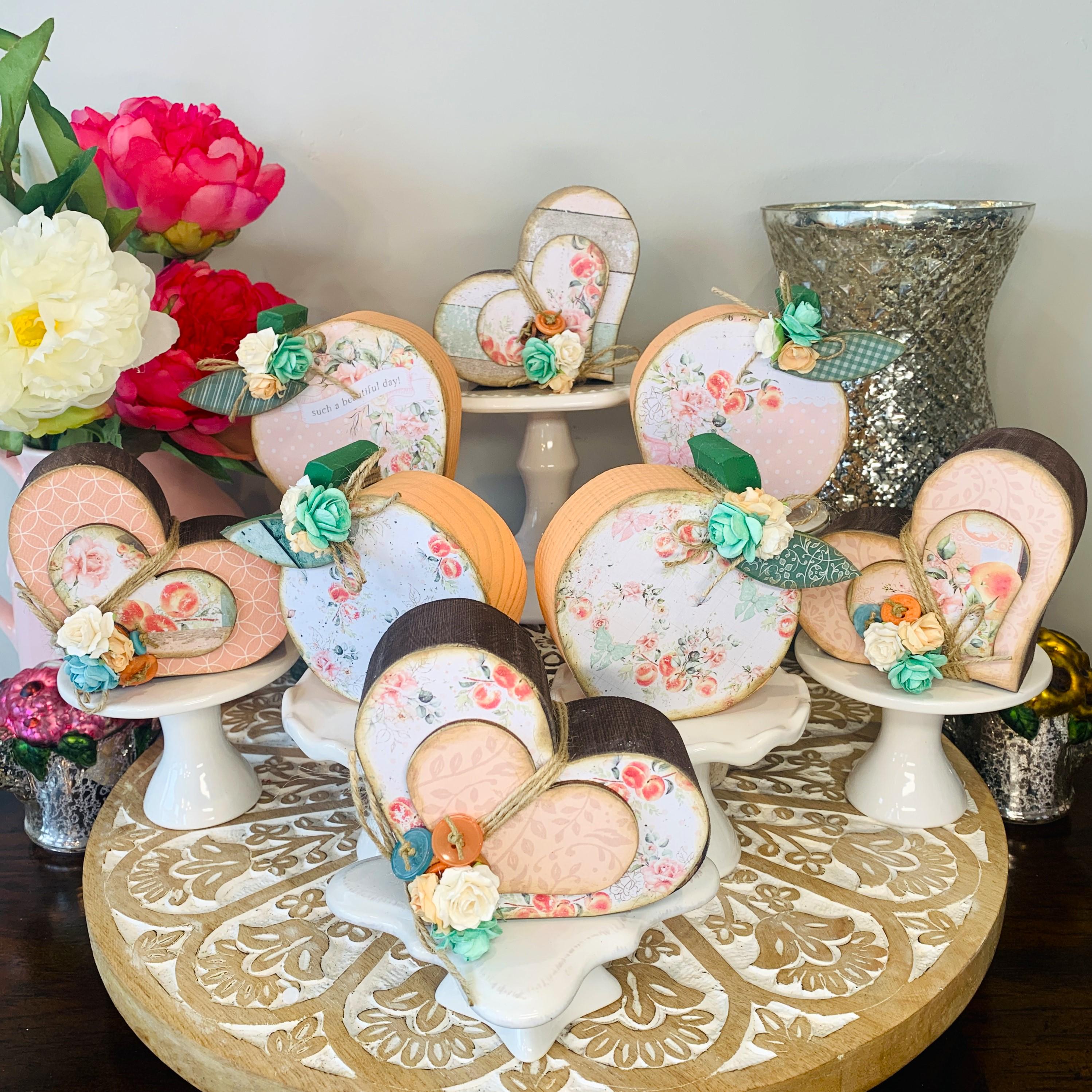 Heart Summer Peach Inspired Wood Shelf Sitter Decoration, Rustic Peach ...