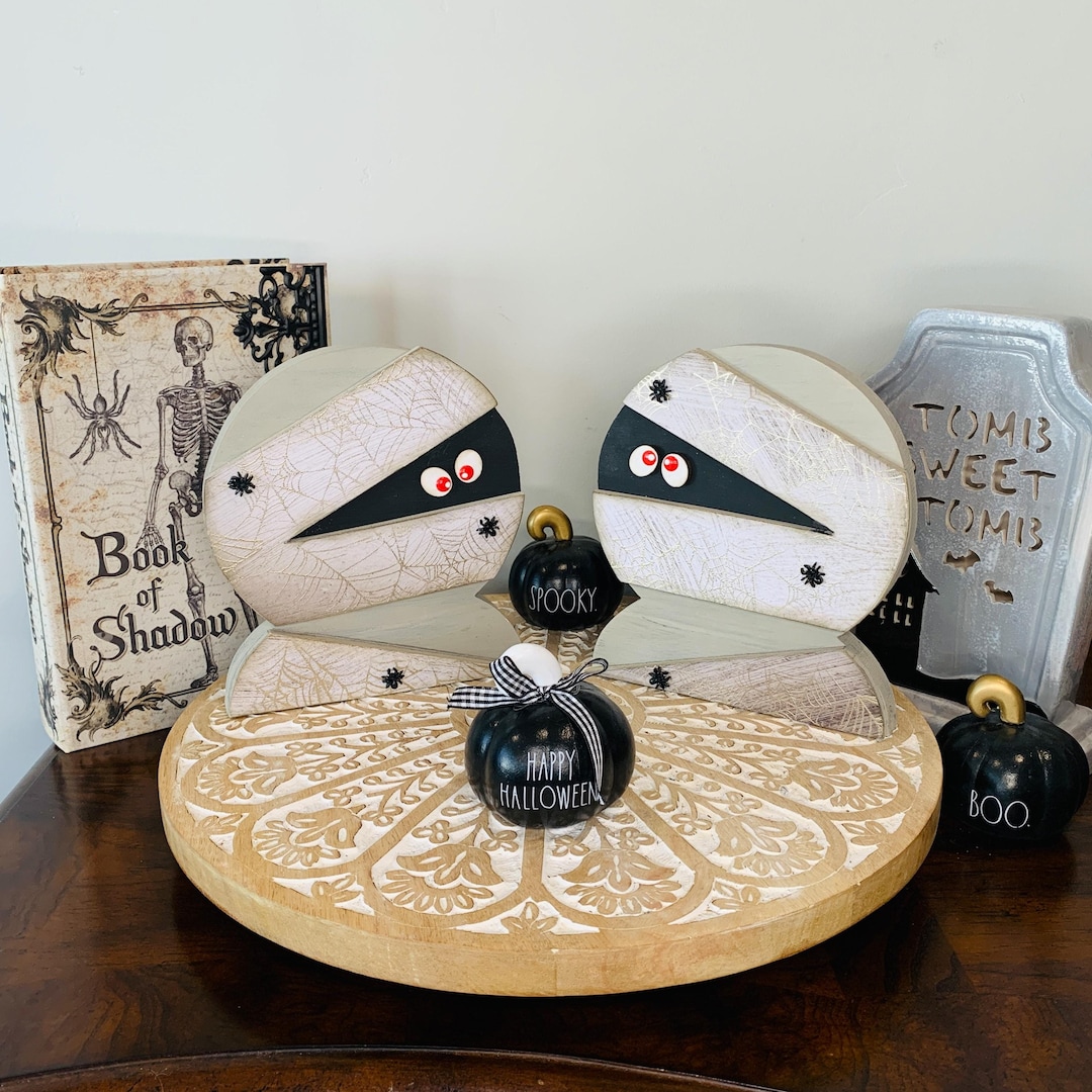 Halloween Handcrafted Mummy Head Decoration, Whimsical Fall Season ...