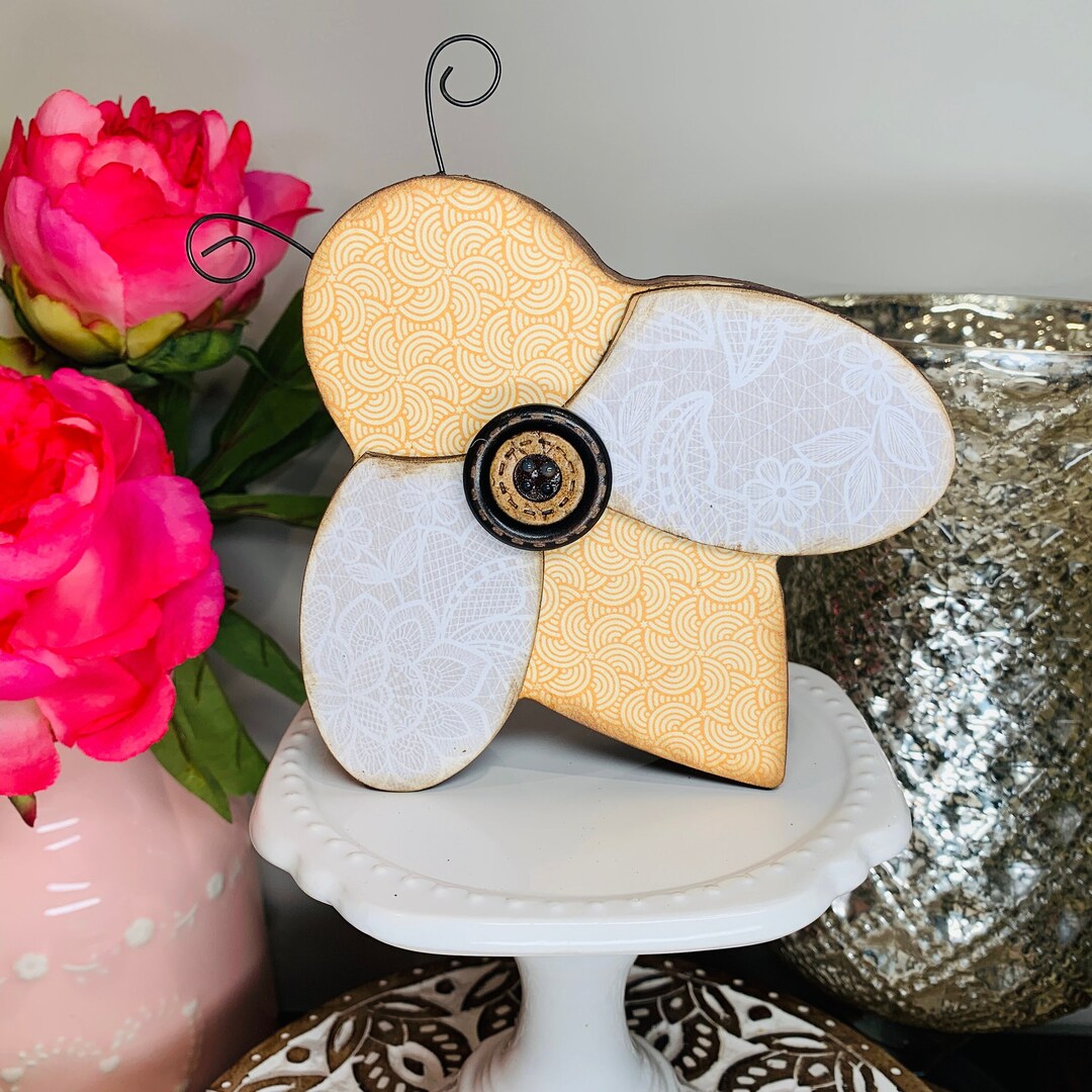 Rustic Wood Honey Bee Shelf Sitter Decoration, Spring Bumble Bee Decor ...