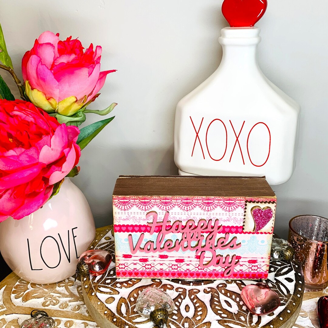 Love Letter REVERSIBLE Chunky Shelf Sitter, Valentine's Day Wood Love ...