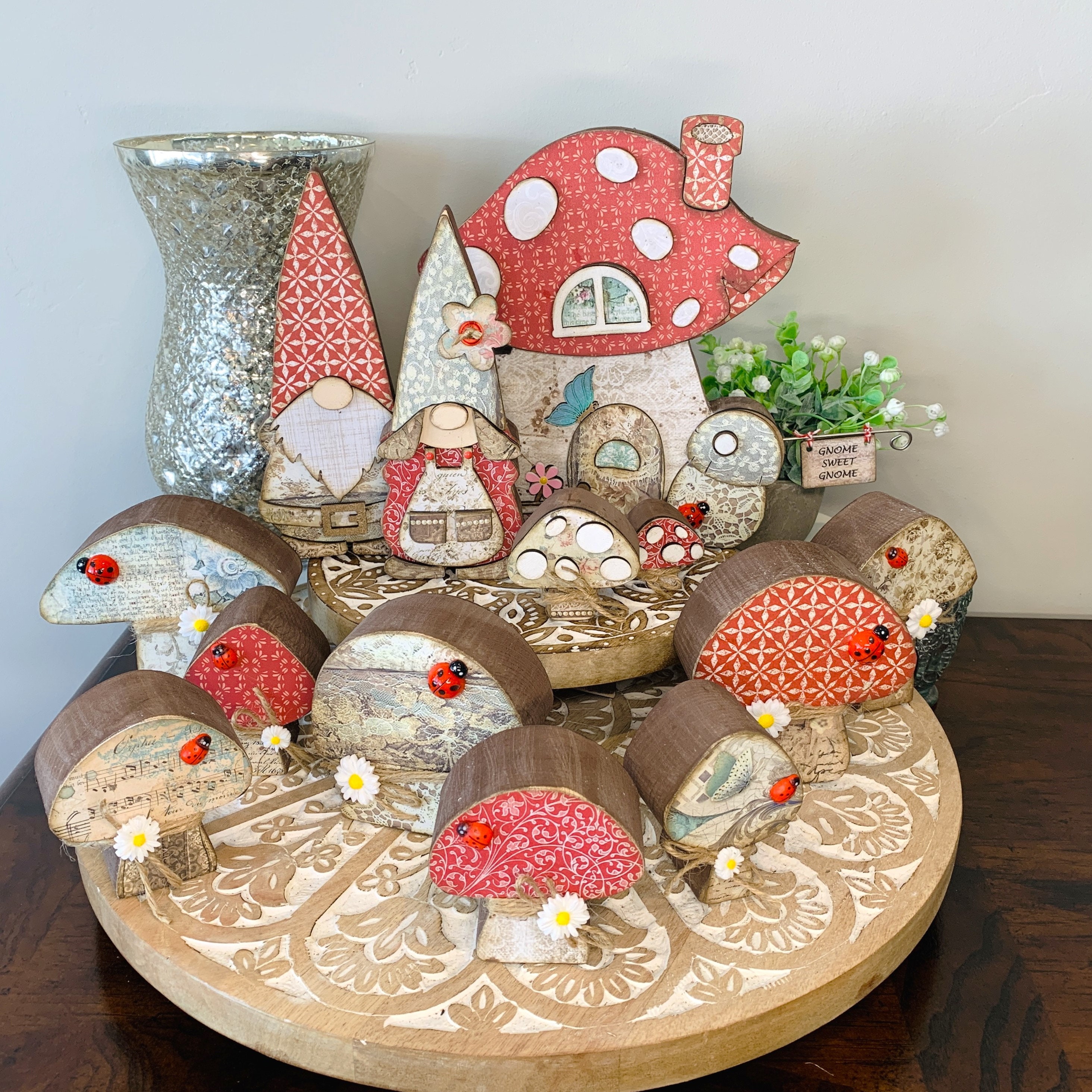 Enchanted Forest Mushroom Decoration, Whimsical Mushroom Wood Shelf ...