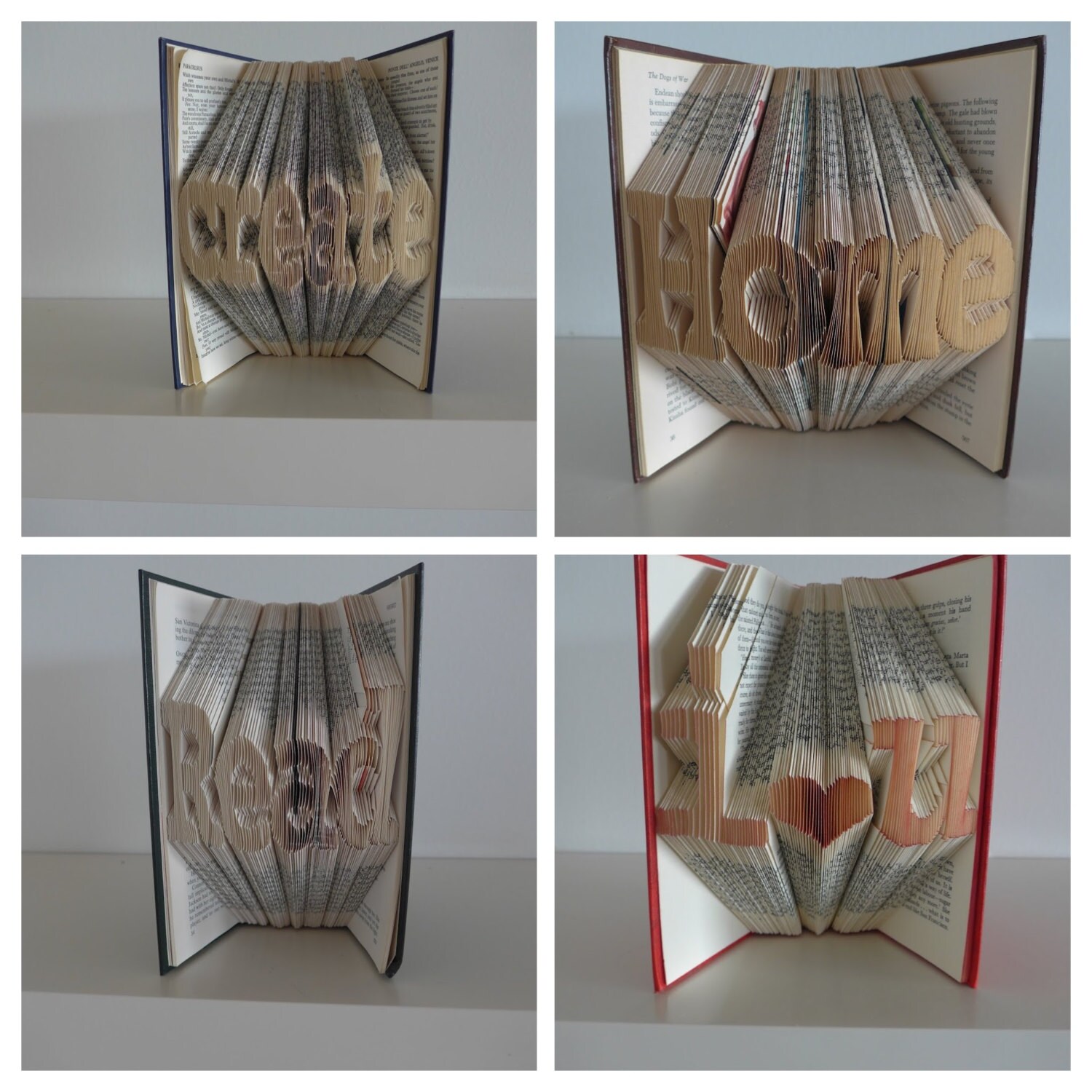 Up to 4 Letters Folded Book Art Custom Word Name or Date - Etsy