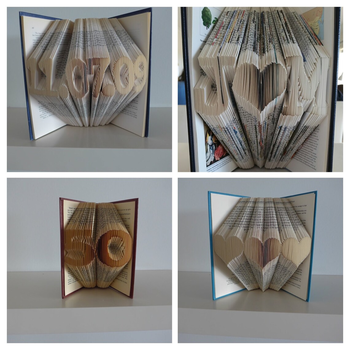 Up to 4 Letters Folded Book Art Custom Word Name or Date - Etsy Australia