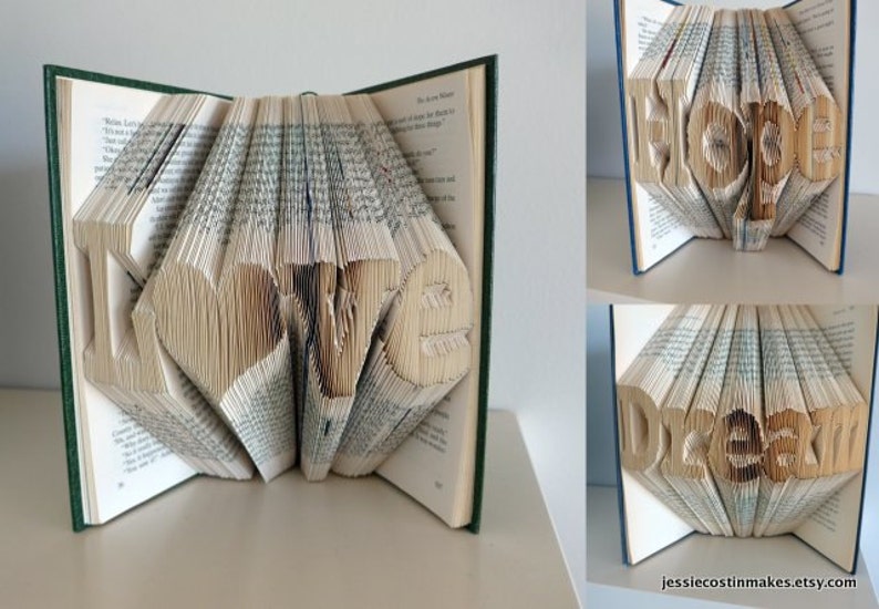 Up to 4 Letters Folded Book Art Custom Word Name or Date - Etsy Australia