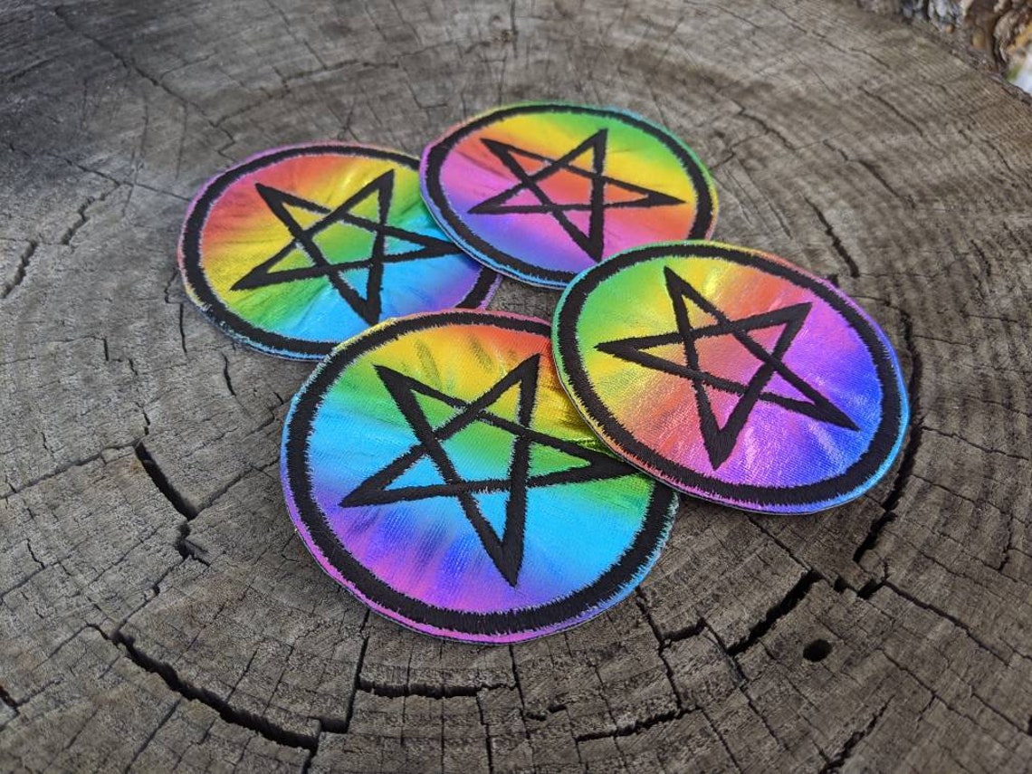 Rainbow Pentacle Patch Pride Pentagram Patches Iridescent | Etsy