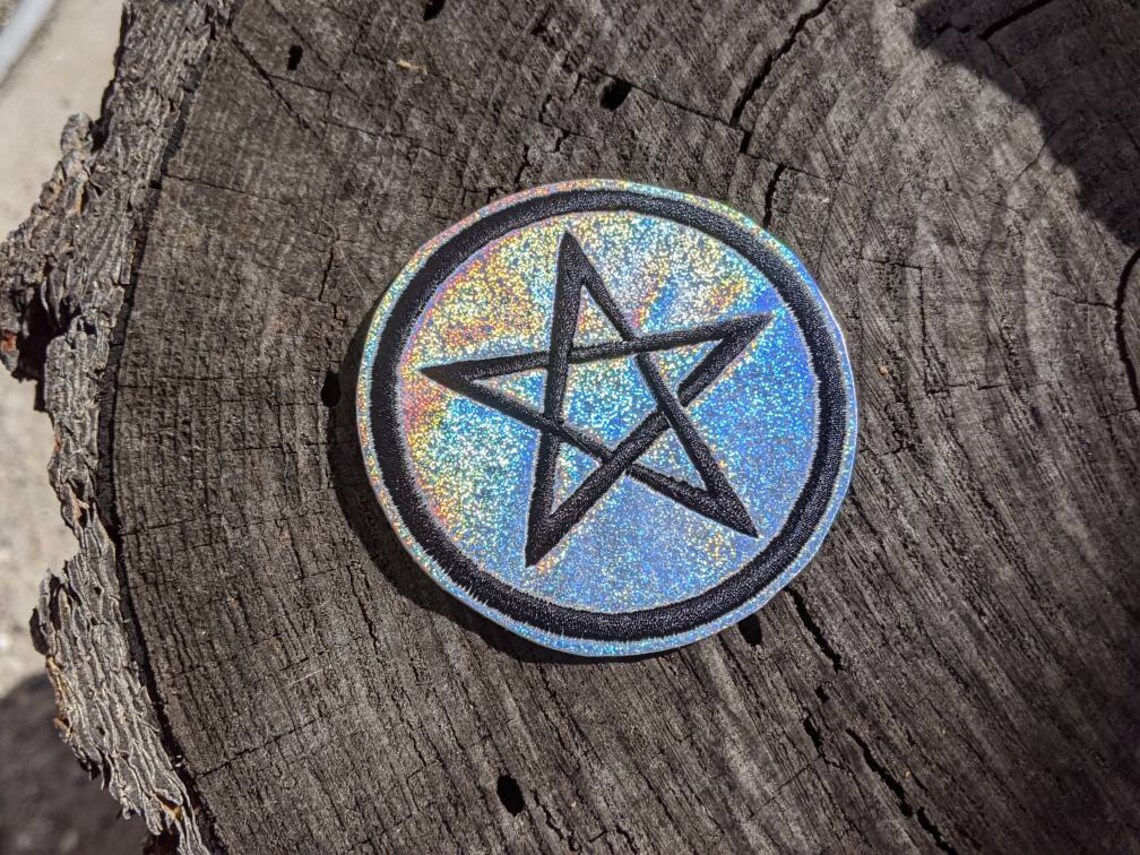 Holo Pentacle Patches Holographic Pentagram Patch Space - Etsy