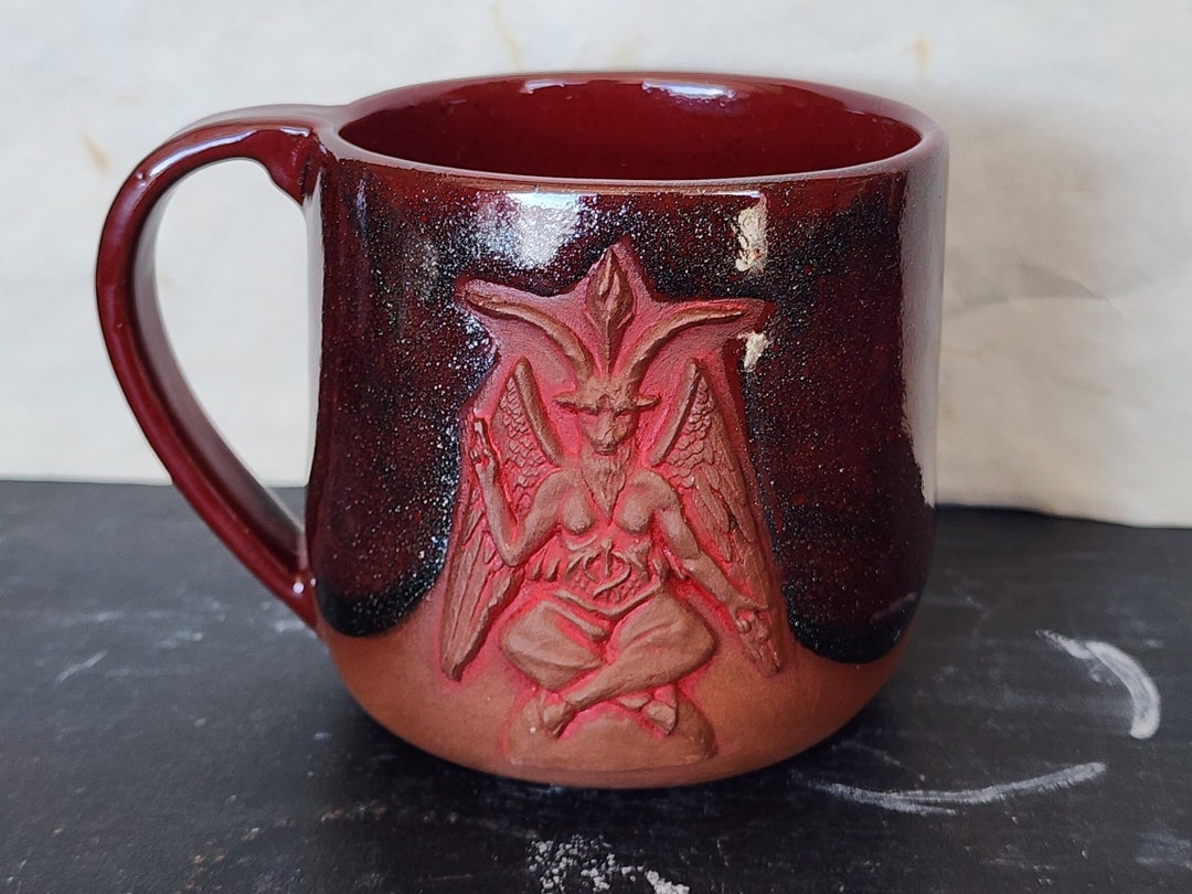 Ceramic Baphomet Mug Wheelthrown Pottery Satan Coffee Cup Handmade Clay ...