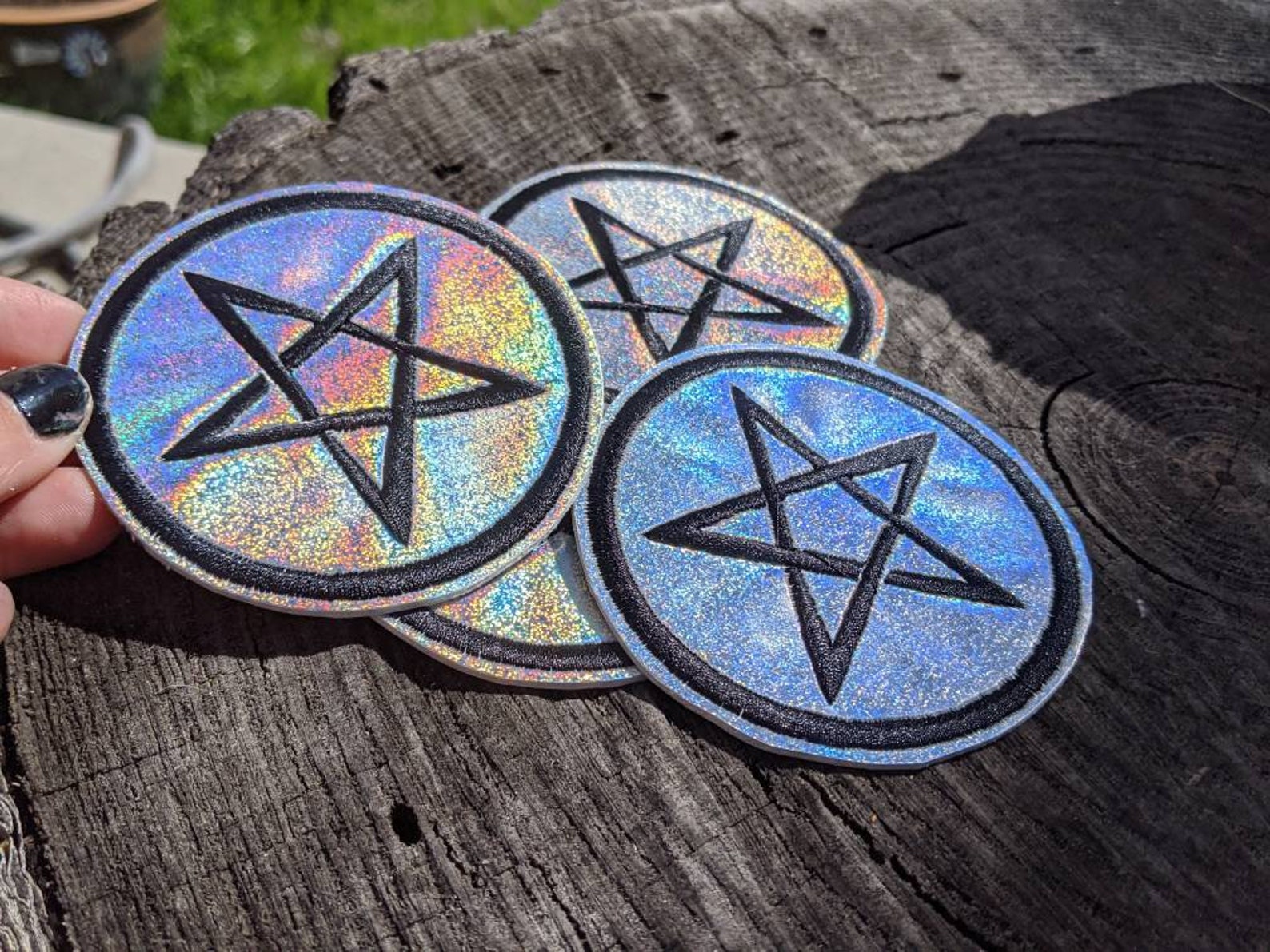Holo Pentacle Patches Holographic Pentagram Patch Space - Etsy