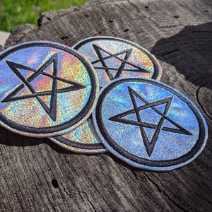 Holo Pentacle Patches - Holographic Pentagram Patch - Space Witch Vibes - Galactic Witchcraft - Etsy