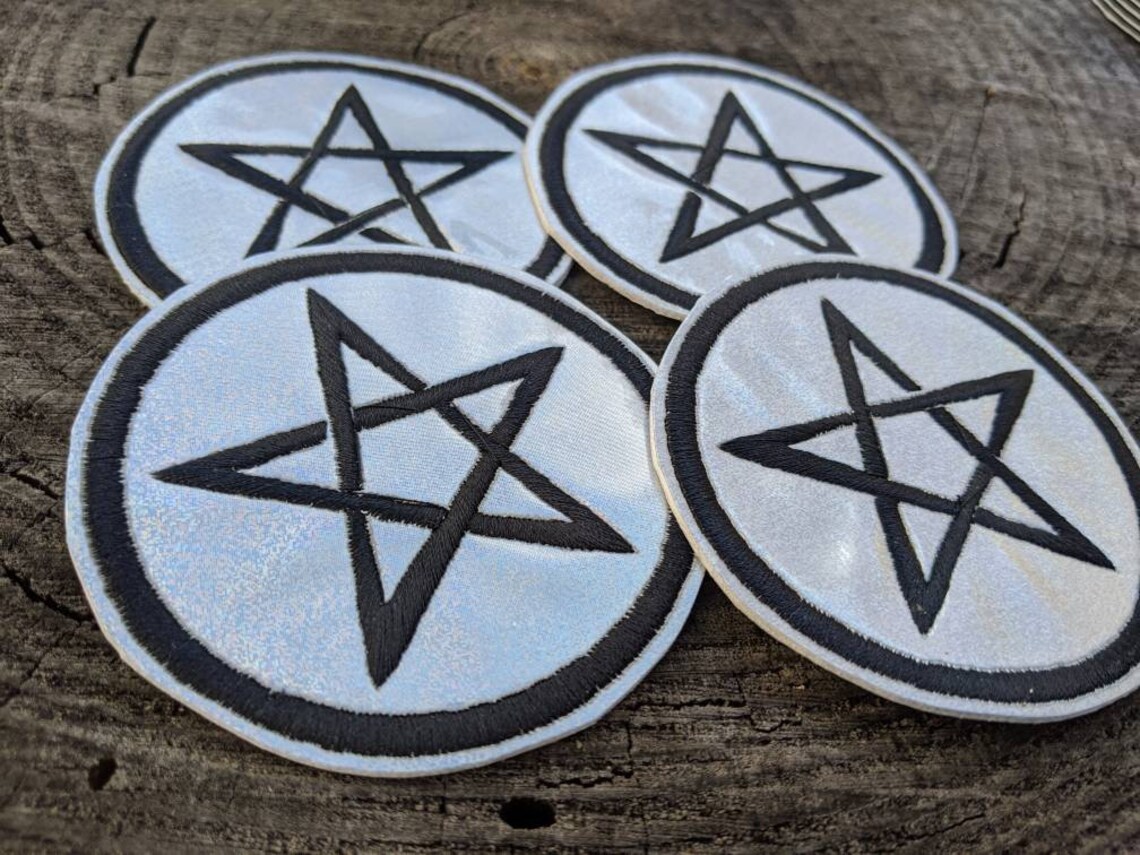 Holo Pentacle Patches Holographic Pentagram Patch Space | Etsy