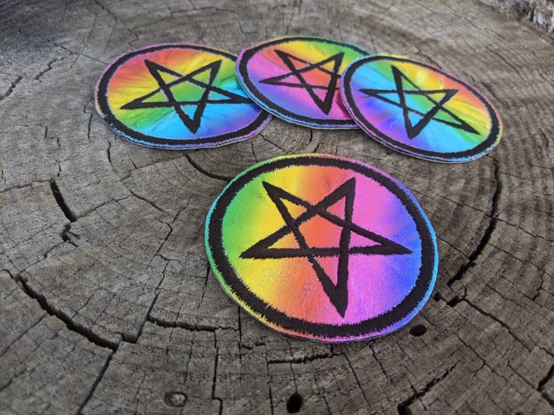 Rainbow Pentacle Patch Pride Pentagram Patches Iridescent | Etsy