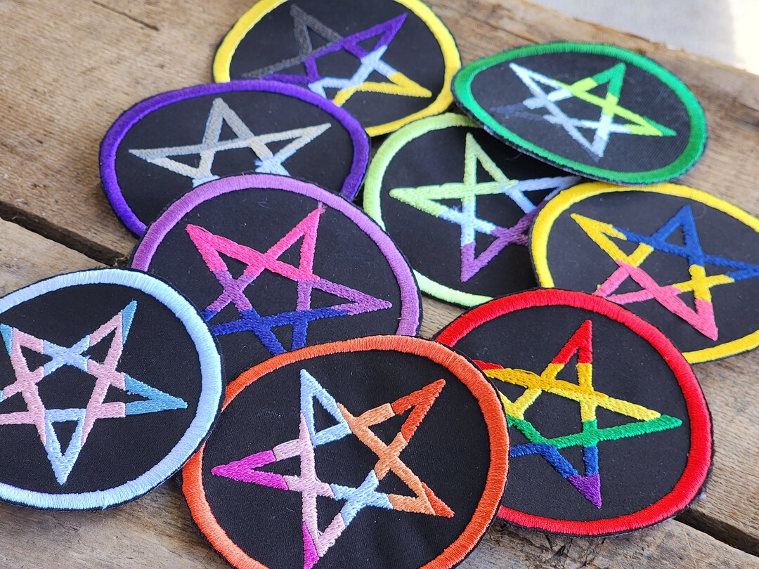 Pride Flag Pentacle Patch LGBT Queer Witch Patches Pridefest Jacket Moto Patch - Etsy