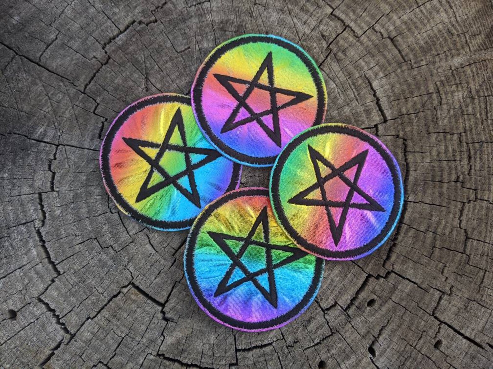 Rainbow Pentacle Patch Pride Pentagram Patches Iridescent | Etsy