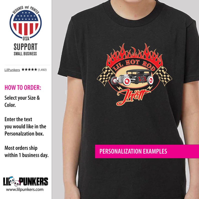 Hot Rod T-shirt Personalized Lil Hot Rod Shirt Birthday Tee Custom Rat ...