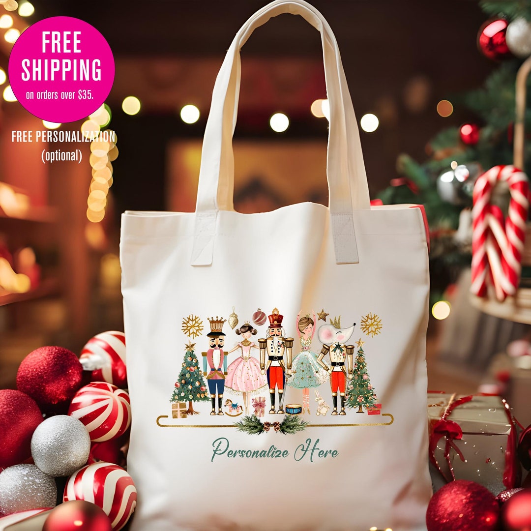 Nutcracker Tote Bags Glitter Christmas Nutcracker Bag Sparkle Christmas ...