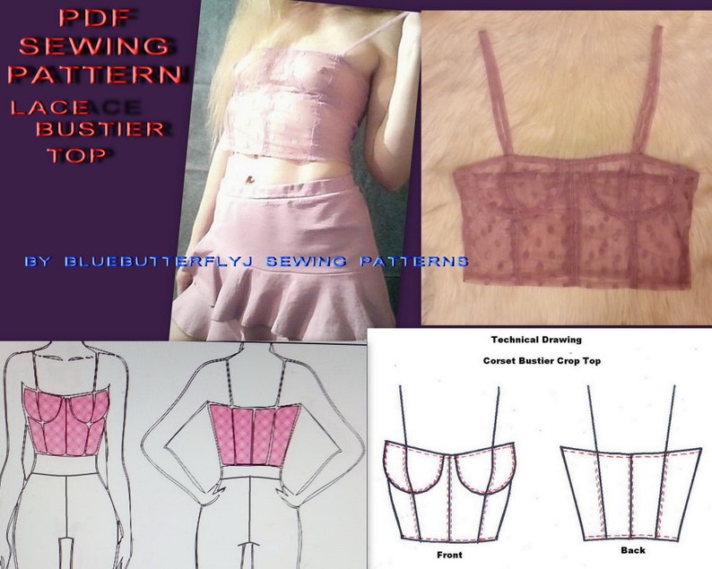 Corset Bustier Crop Top from Lace Fabric-PDF Sewing | Etsy