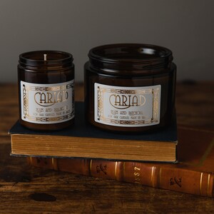 Cariad Candle. Rose Scented Candle. Patchouli Scented Amber Glass Jar ...