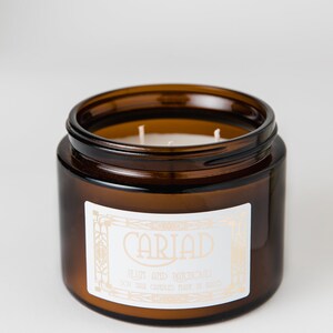 Cariad Candle. Rose Scented Candle. Patchouli Scented Amber Glass Jar ...