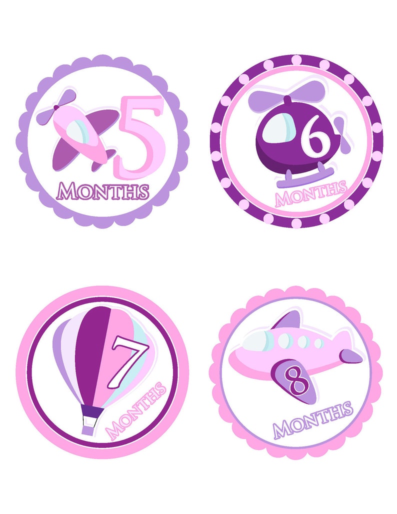 Print Yourself Monthly Baby Stickers Airplane Theme for Baby - Etsy