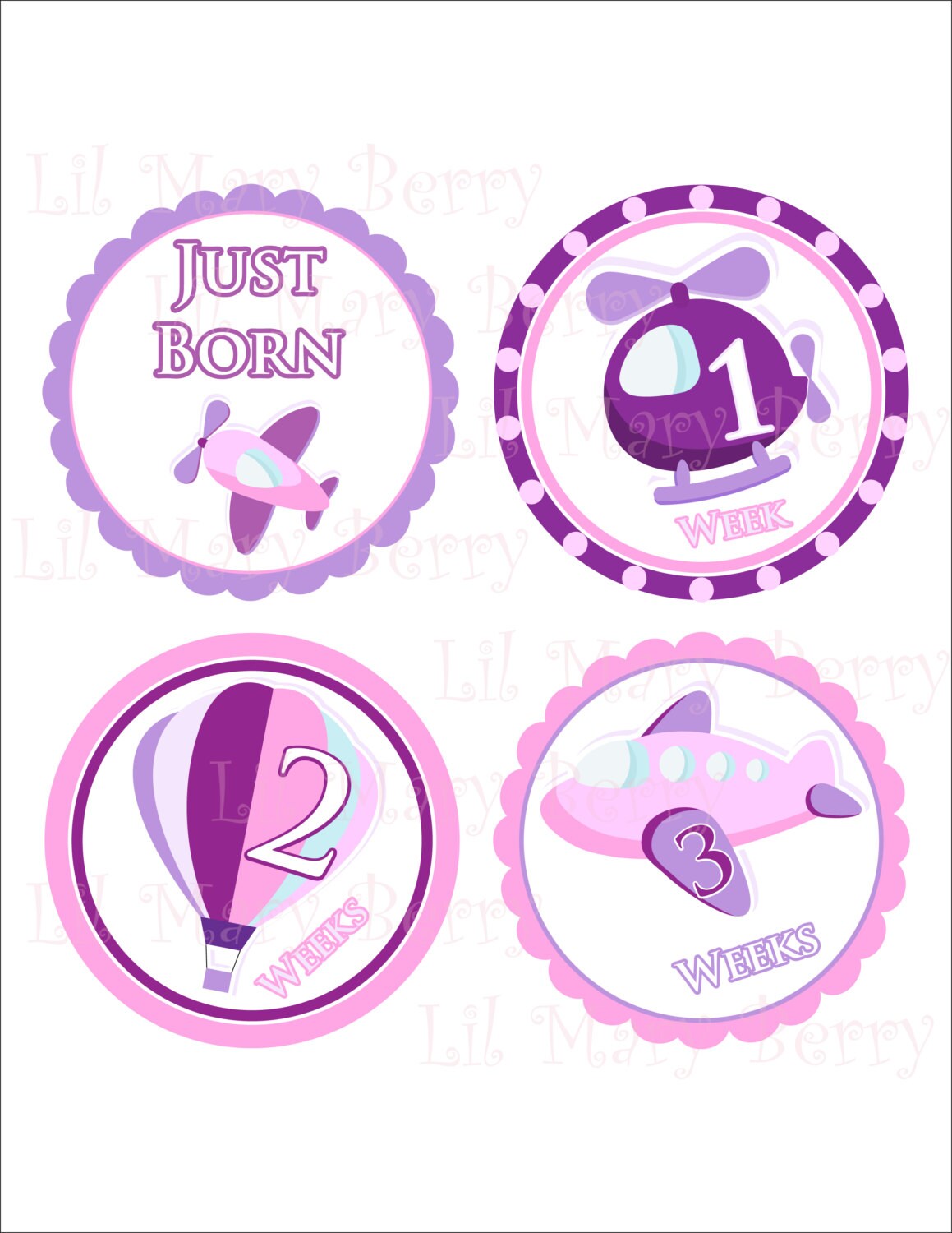 Print Yourself Monthly Baby Stickers Airplane Theme for Baby - Etsy