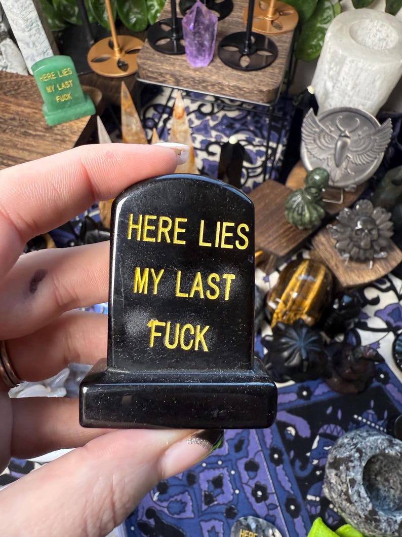 Here Lies My Last F***” Tombstone Crystal Carving | Funny Desk Decor ...