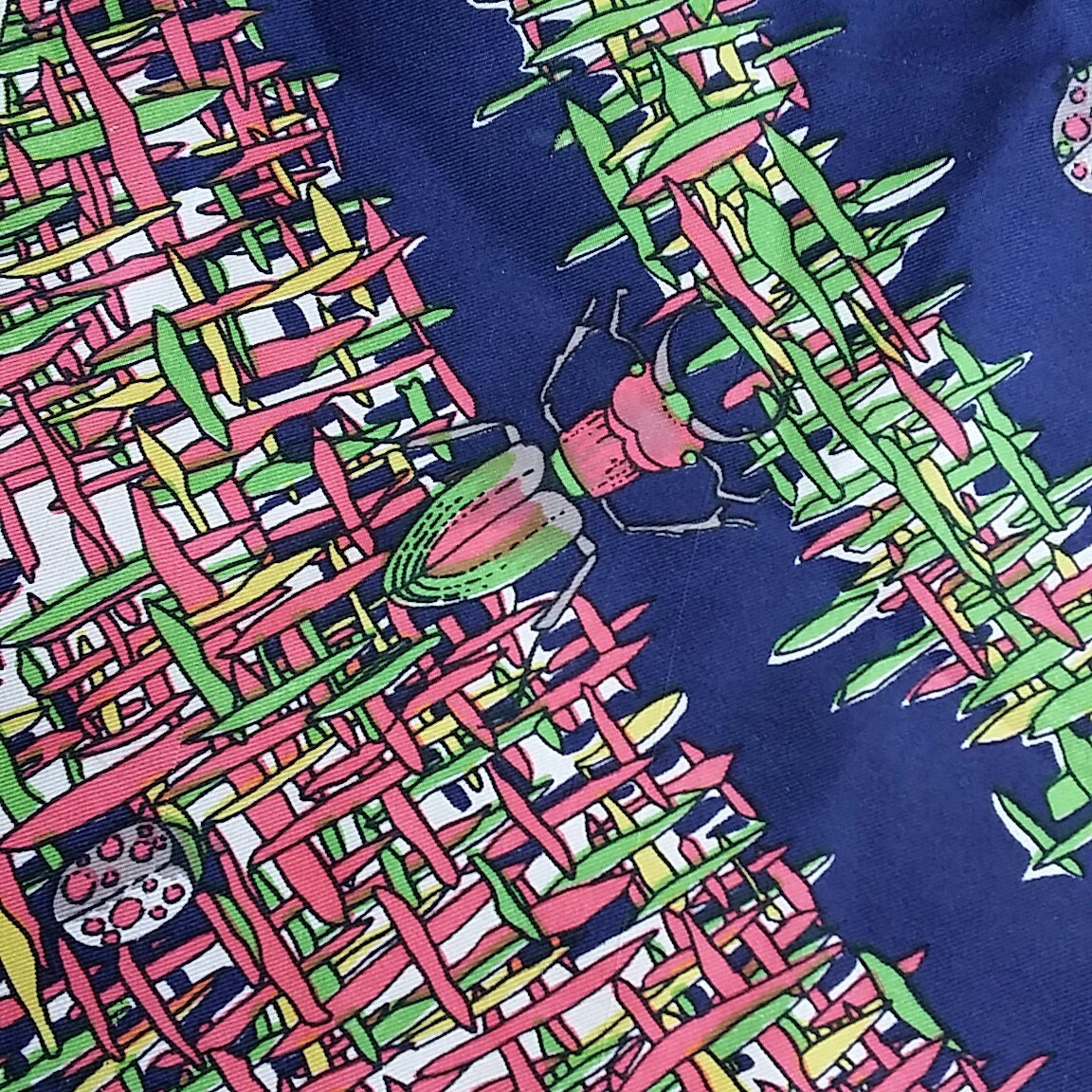 1970s Silk Scarf with Beetle Pattern