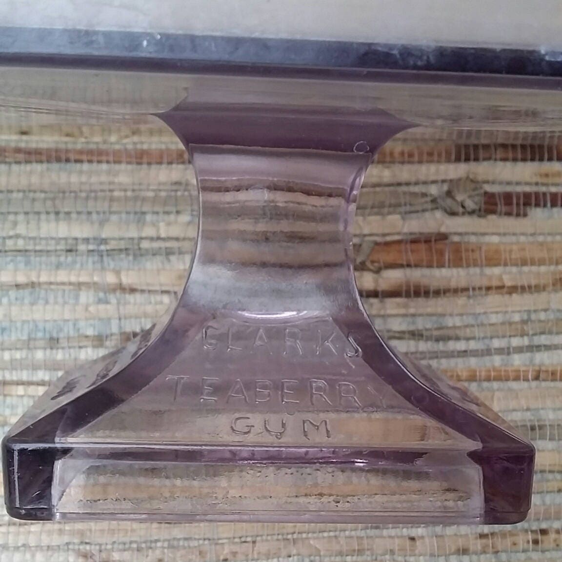Vintage Clark's Teaberry Gum Lavender Glass Display Stand