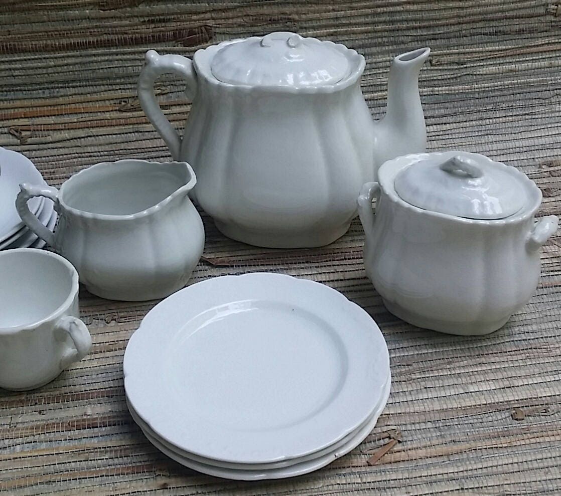 Vintage White Ironstone Child's Tea Set
