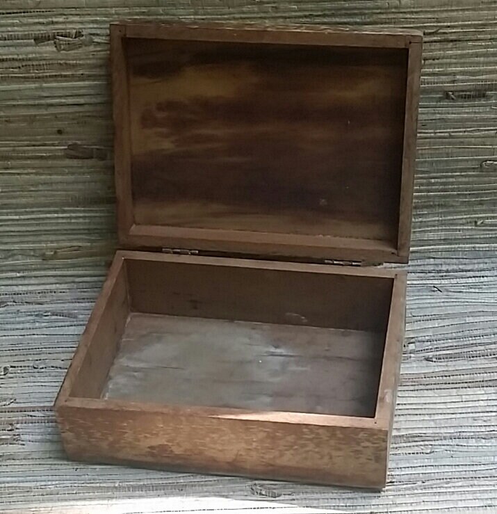 Primitive Box With Carved Lid Rustic Box Hand Made Treasure Brass ...