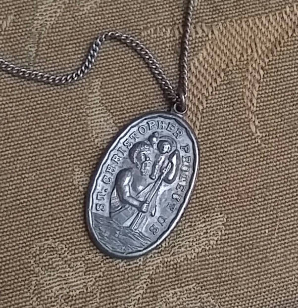 Forstner Sterling St Christopher Protect Us Silver Medal on 24 Sterling ...