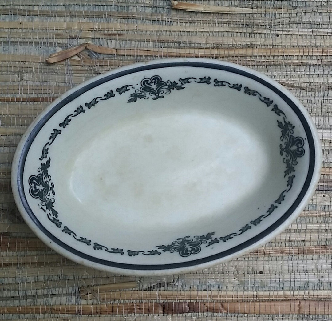 Carr China Co. Cullens Knoxville, Tenn. Oval Bowl Black Transfer Ware Maythorne Pattern - Etsy
