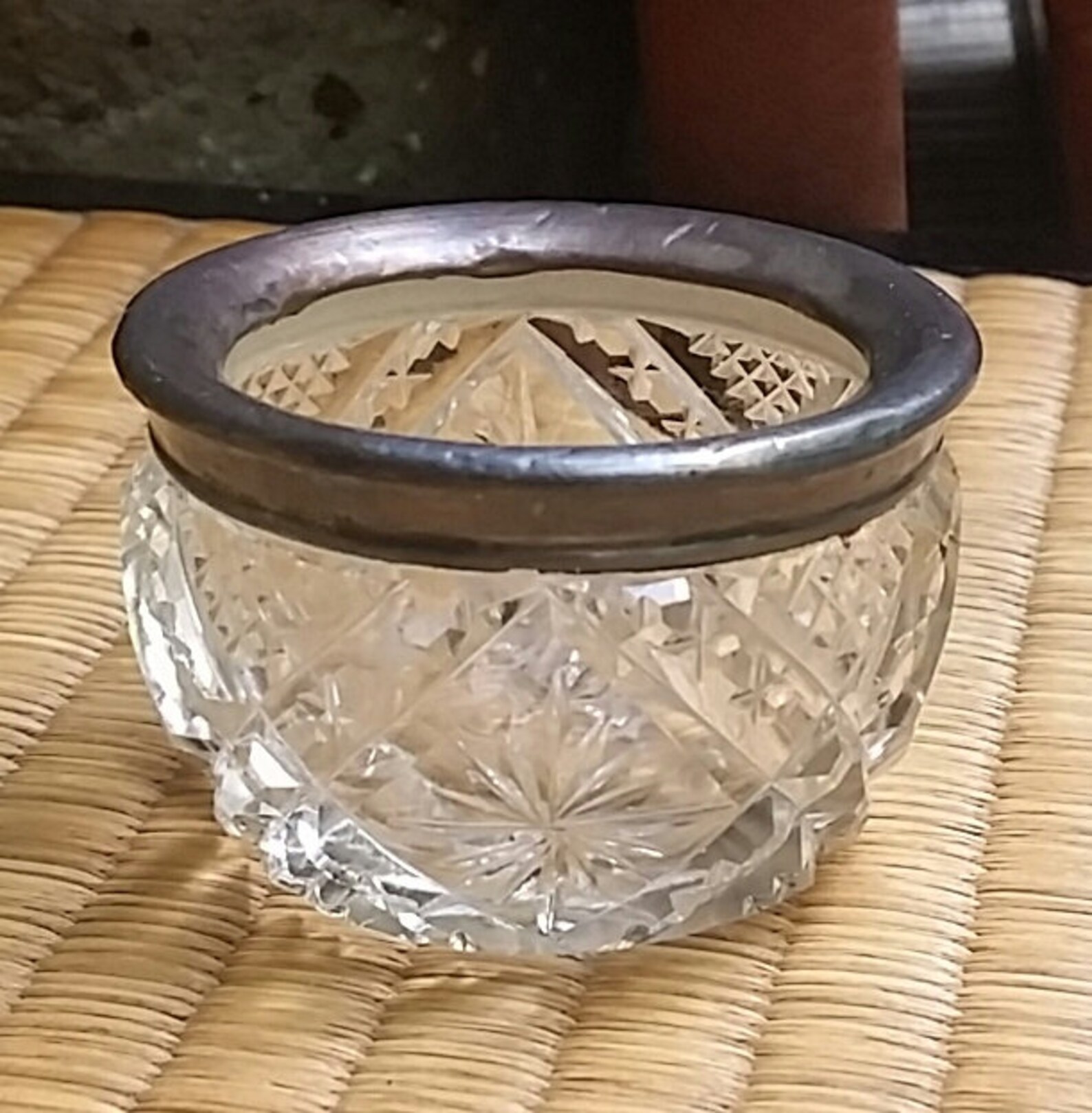 Antique Cut Crystal Salt Cellar With Sterling Silver Rim by - Etsy