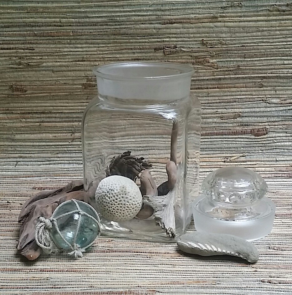 X-tra Large Vintage Glass Display Jar Ground Glass Lid Apothecary ...