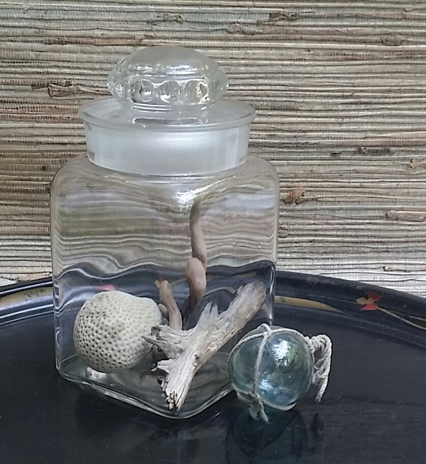 X-tra Large Vintage Glass Display Jar Ground Glass Lid Apothecary ...