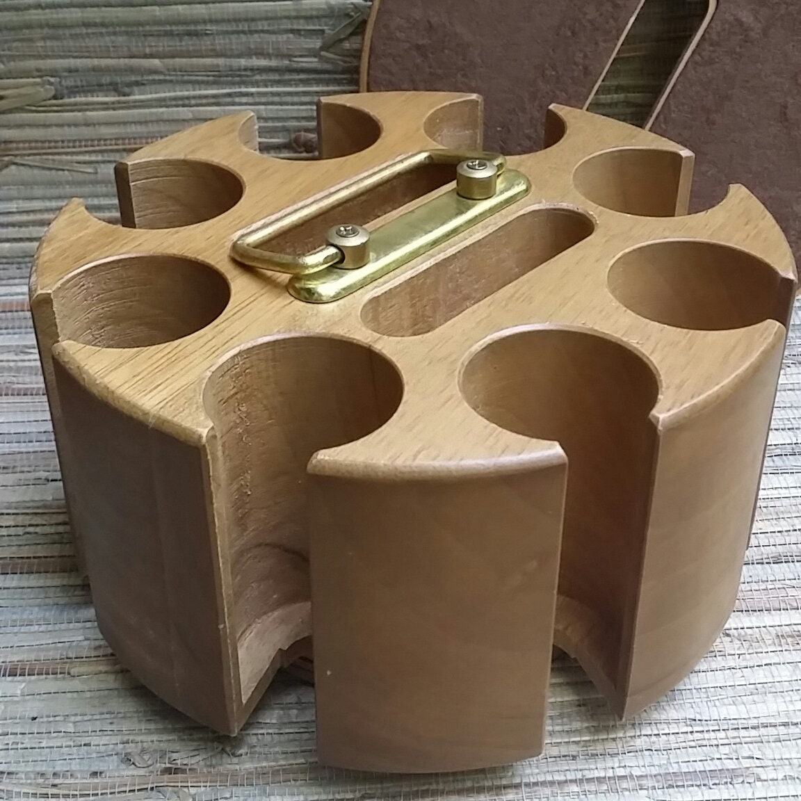 Vintage Wooden Revolving Poker Chip Caddy With Lid and Compartments for ...