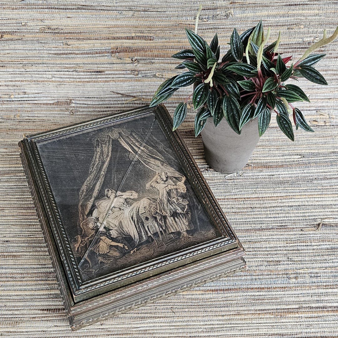 Vintage Jewelry Box Frame Box With Dividers Reversable Top Mirror or ...